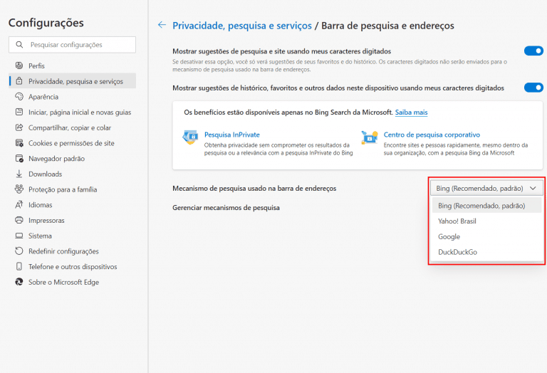 Microsoft Edge: como substituir o Bing como buscador padrão - Olhar Digital