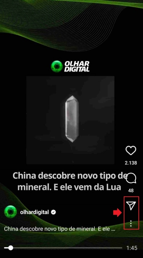 Como compartilhar foto, stories, reels e perfil no Instagram