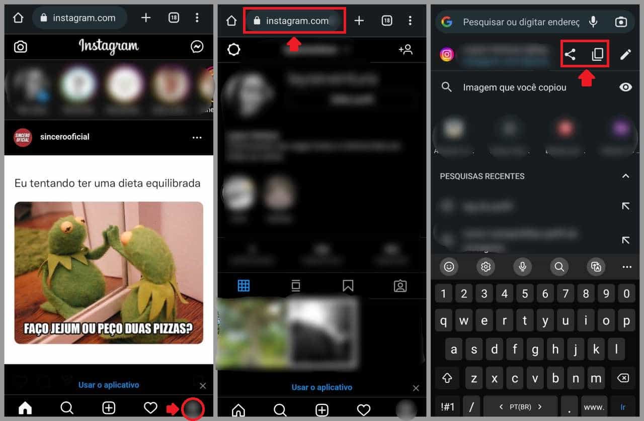 Como compartilhar foto, stories, reels e perfil no Instagram