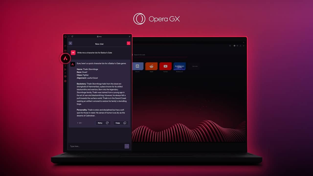 Opera GX integra IA nativa Aria para aprimorar navegação gamer