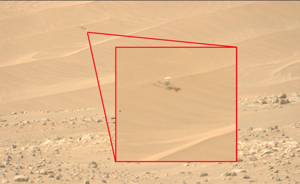 Helicóptero quebrado da NASA é fotografado por rover em Marte